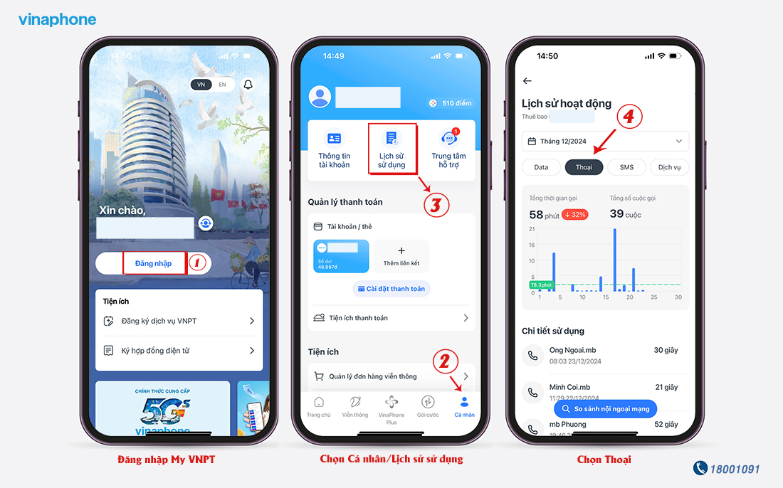 3 Cách tra lịch sử cuộc gọi VinaPhone đi cho thuê bao trả trước, trả sau